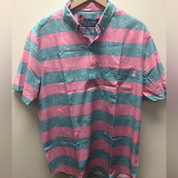 chubbies | Shirts | Chubbies The Easy Goer Shirt Pink Blue Striped ...